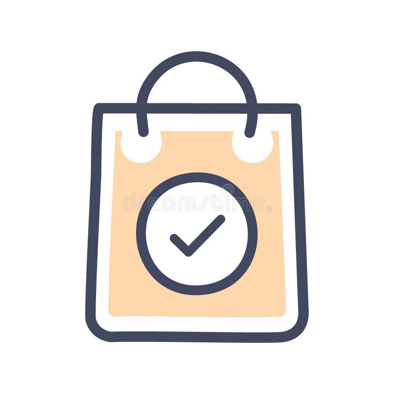 Checked Bag. a Shopping Bag with a Check Mark, Representing a Completed ...