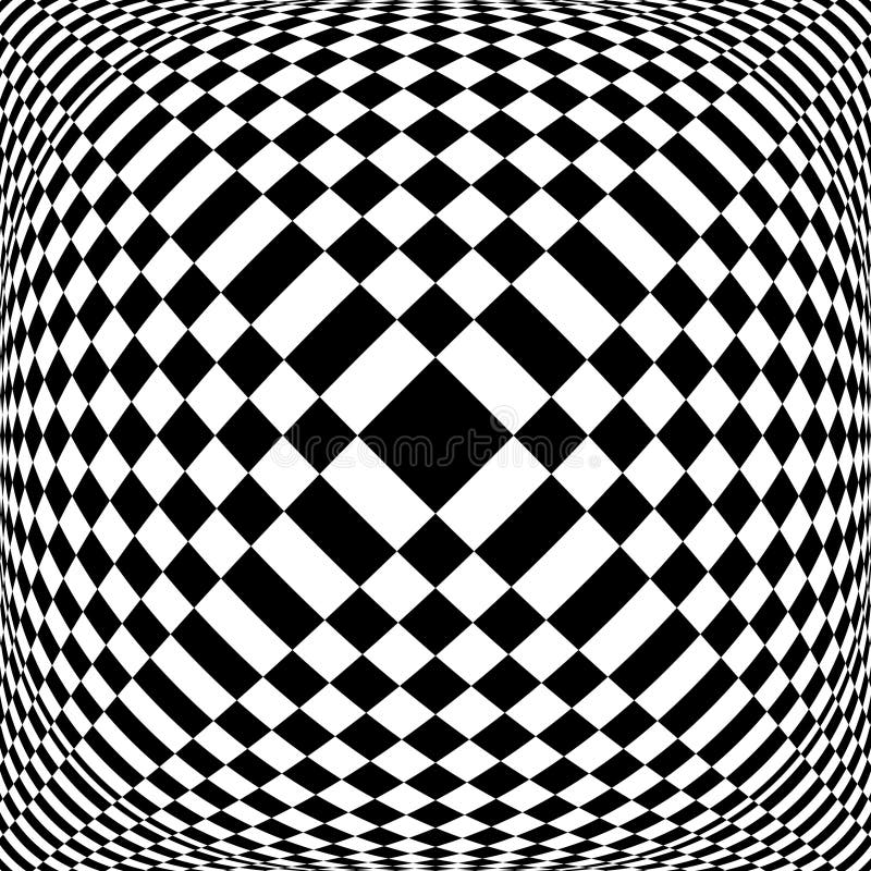 Checked Black and White Pattern. 3D Illusion. Convex Textured ...