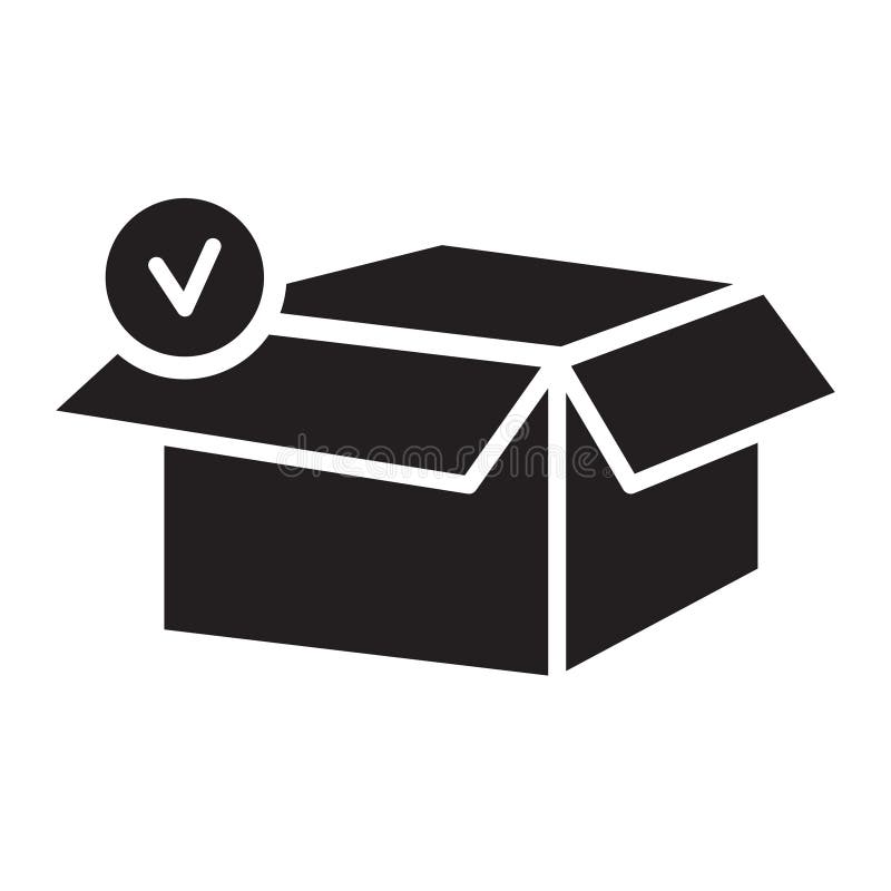 Checked Box Icon. Open Packaging Symbol. Simple Delivery Graphic ...