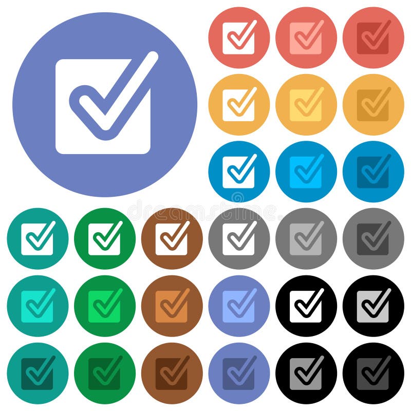 Checked Box Solid Round Flat Multi Colored Icons Stock Vector ...