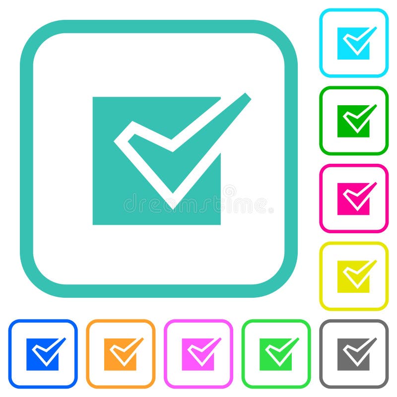 Checked Box Solid Vivid Colored Flat Icons Stock Vector - Illustration ...