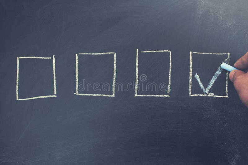 Checked the Box by Symbol of Tick on Chalkboard Stock Photo - Image of ...