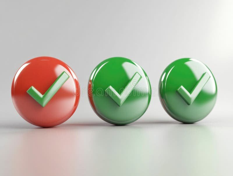 Checked buttons with ticks stock illustration. Illustration of reject ...