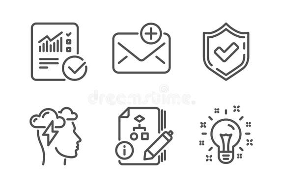 Checked Calculation, New Mail and Confirmed Icons Set. Mindfulness Stress, Algorithm and Idea ...