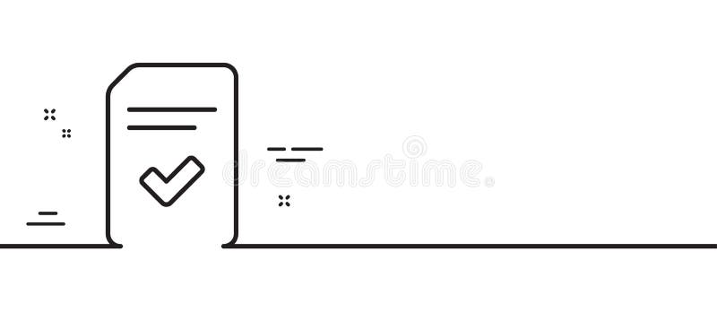 Checked Document Line Icon. File Sign. Minimal Line Pattern Banner ...