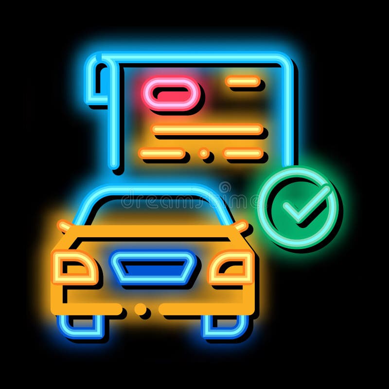 Checked Documents for Car Neon Glow Icon Illustration Stock Vector ...