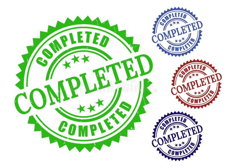 Checked and Done Stamp Set, Grunge Rubber Completed Vector Labels Stock ...