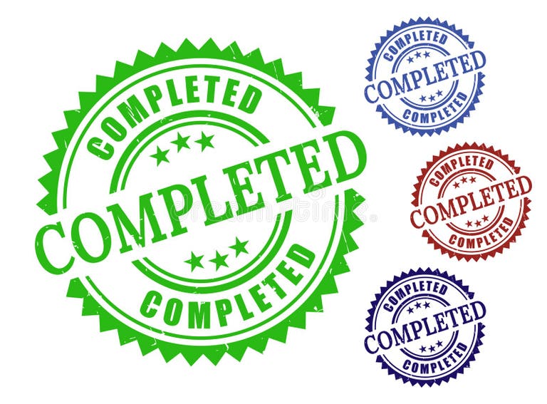 Checked and Done Stamp Set, Grunge Rubber Completed Vector Labels Stock ...