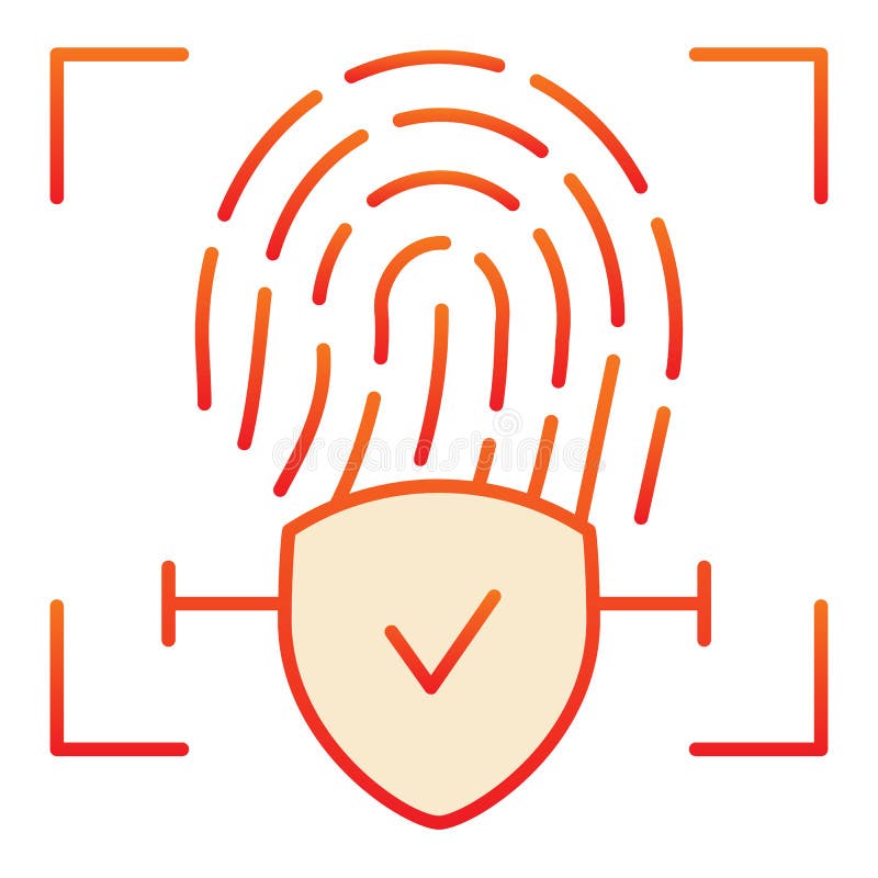 Checked Fingerprint Flat Icon. Fingerprint Identification Approved Red ...