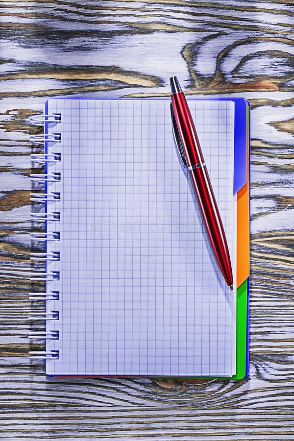 Checked Note-books Biro Pen on Wooden Board Education Concept Stock ...