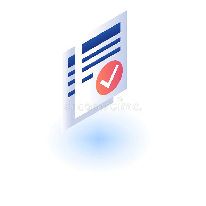 Checked Paper Icon, Isometric Style Stock Vector - Illustration of list ...