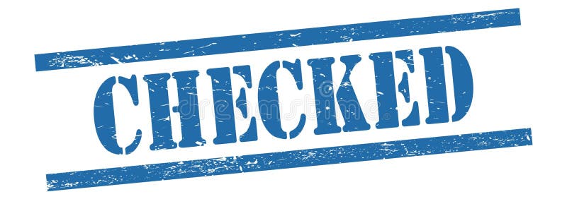 CHECKED Text on Blue Grungy Lines Stamp Stock Illustration ...