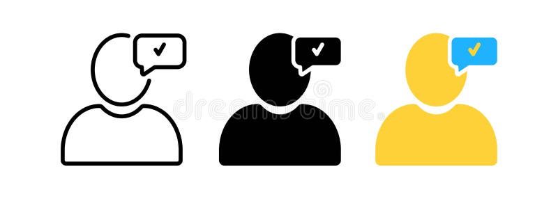Checked User Icon. Continuous Line Check Mark Chat Bubble. Profile ...