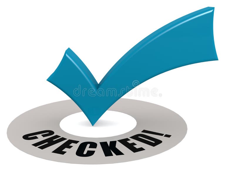 Blue Checkmark with Metal Flange Stock Illustration - Illustration of ...