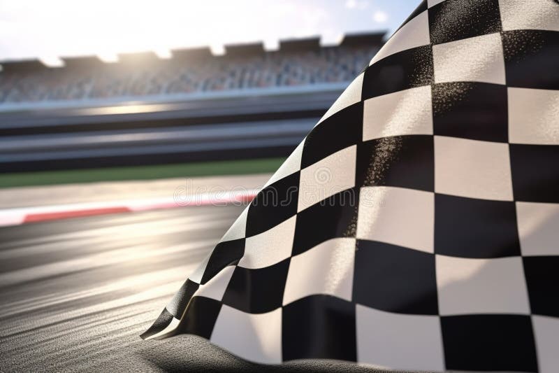 Checker Flag Against Race Track Created with Generative AI Technology ...