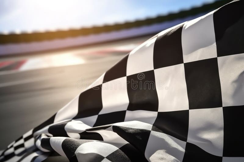 Checker Flag Against Race Track Created with Generative AI Technology ...
