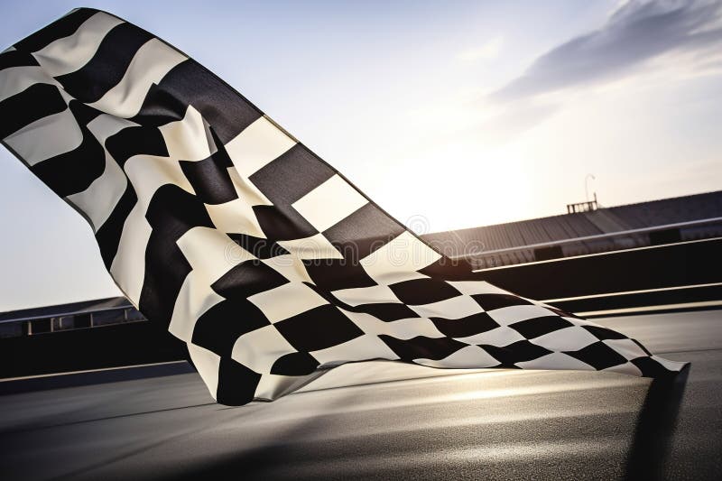 Checker Flag Against Race Track Created with Generative AI Technology ...