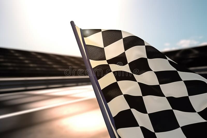 Checker Flag Against Race Track Created with Generative AI Technology ...