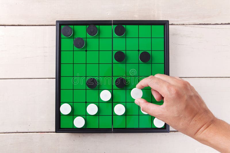 Checker Game on Green Board View from Above on Table. Stock Image ...