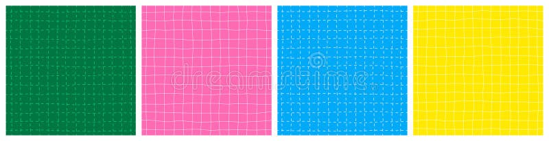 Checker Seamless Patterns Set. Vector Notebook Warped Texture Stock ...