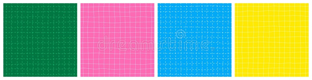 Checker Seamless Patterns Set. Vector Notebook Warped Texture Stock ...