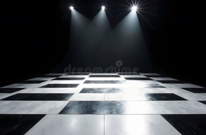 Checkerboard Dance Floor with Spotlight Illumination Stock Illustration ...