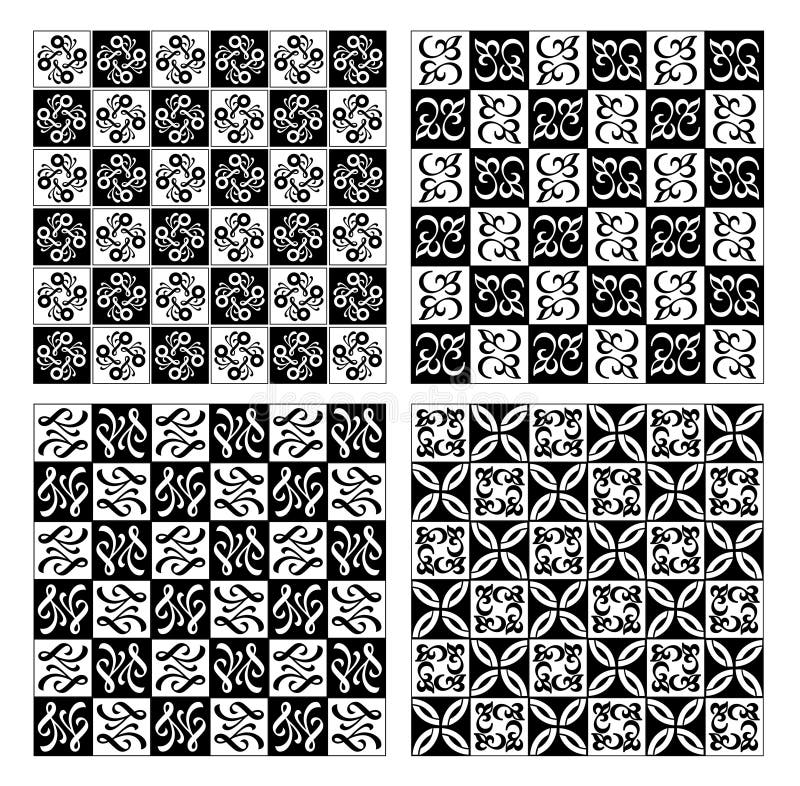 Checkerboard Designed Fine Simple Vintage Patterns in White and Black ...