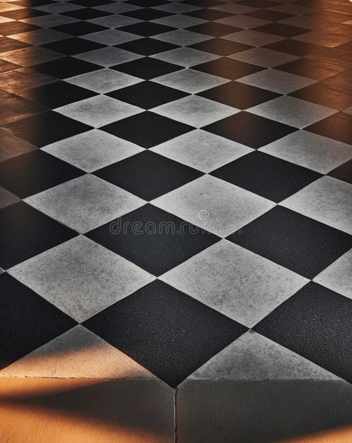 Checkerboard Floor with Dramatic Lighting Stock Photo - Image of ...