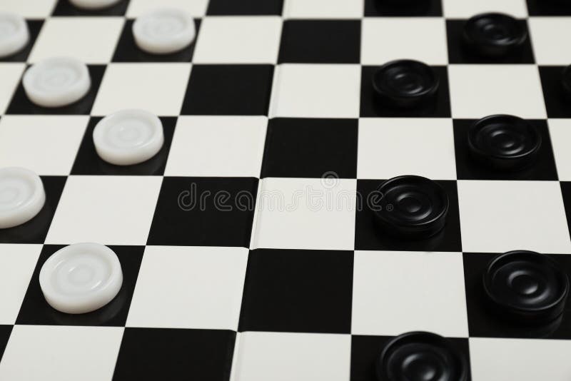 Checkerboard with Game Pieces As Background, Closeup Stock Photo ...
