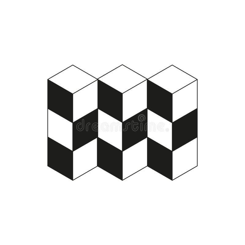 Checkerboard Geometric Pattern. Black and White Cubes. Minimal Vector ...