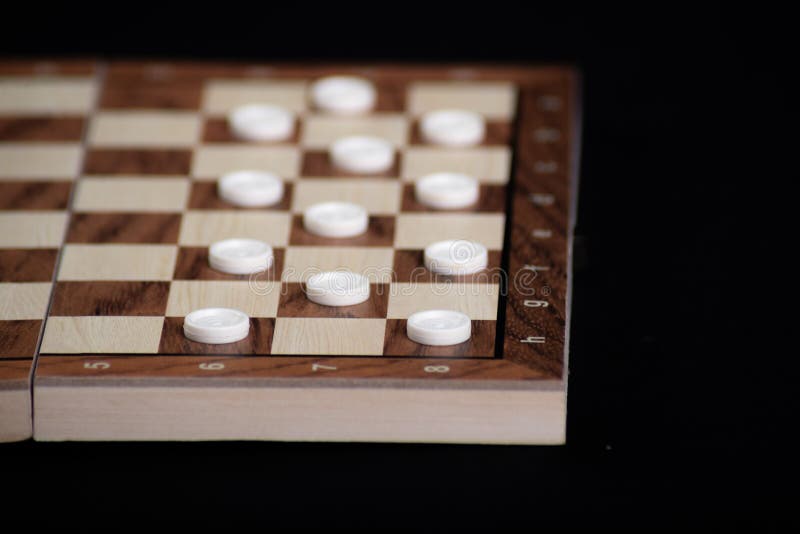 Checkerboard with Light and Dark Pieces. Game Concept. Board Game ...