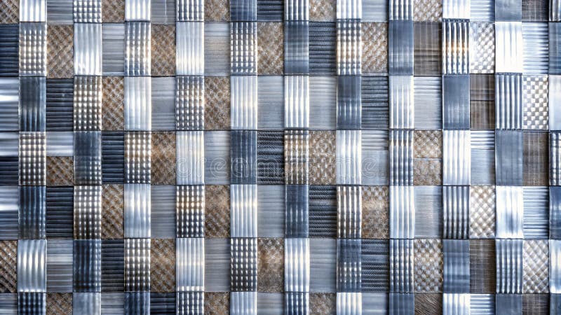 Checkerboard Mosaic Silver, Brown Glass Tiles Stock Illustration ...