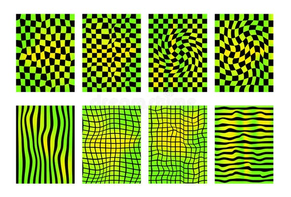 Checkerboard Neon Background Set. Psychedelic Warped Checker Gradient ...