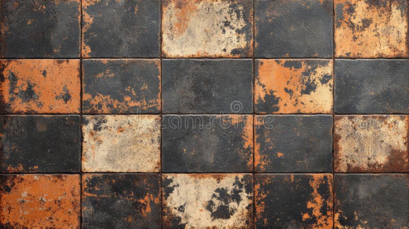 Checkerboard Pattern of Distressed Ceramic Tiles Stock Illustration ...