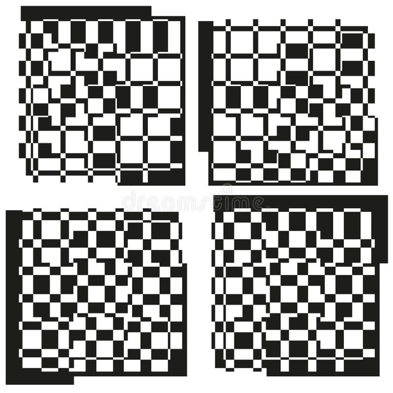 Checkerboard Pattern Set. Geometric Square Elements. Black White ...