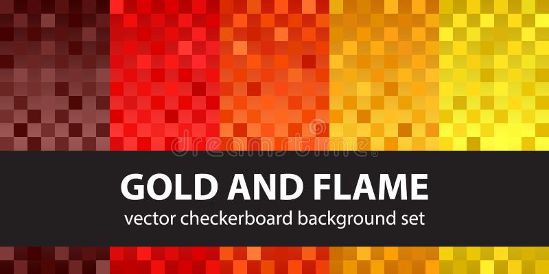 Checkerboard Pattern Set Gold and Flame Stock Vector - Illustration of ...