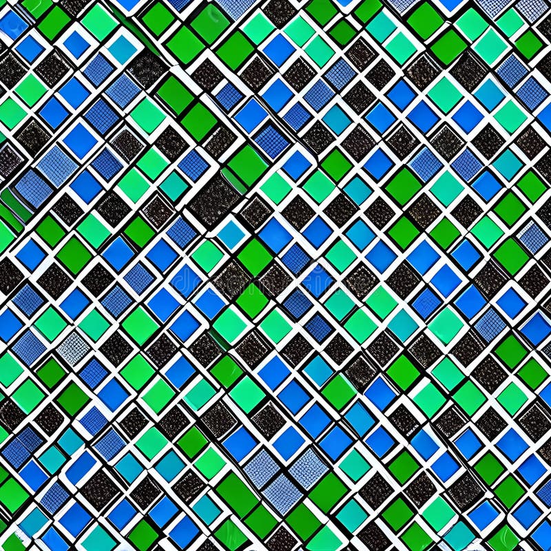 A Checkerboard Pattern of Squares in Shades of Blue and Green, with a ...