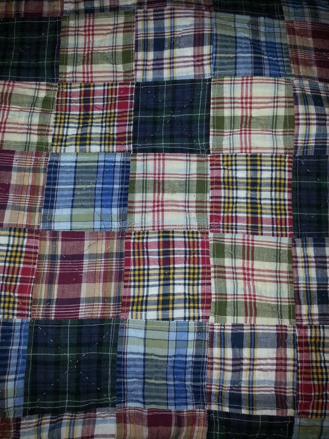 Checkerboard Quilt in Plaid Stock Photo - Image of fabric, stitching ...