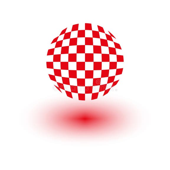 Checkerboard Sphere Illustration. Red White Pattern. Gradient Shadow ...