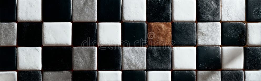Checkerboard Stone Tile Background with White, Black and Brown Elements ...