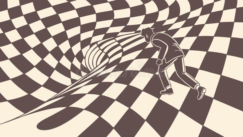 Checkerboard Tunnel, Optical Illusion and Perspective Art Design Vector ...