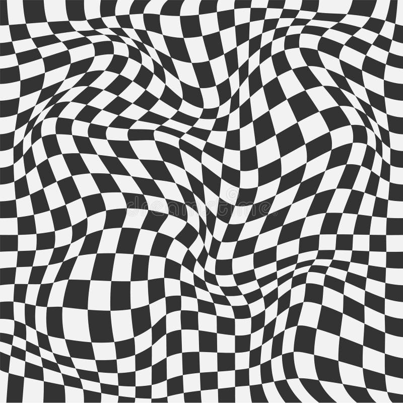 Checkerboard Warped Pattern. Wavy Surface Background with Geometric ...