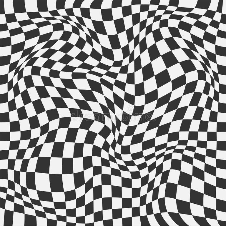 Checkerboard Warped Pattern. Wavy Surface Background with Geometric ...