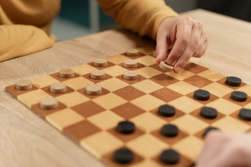 Checkerboard with White and Black Checkers. Checkers on Playing Field ...