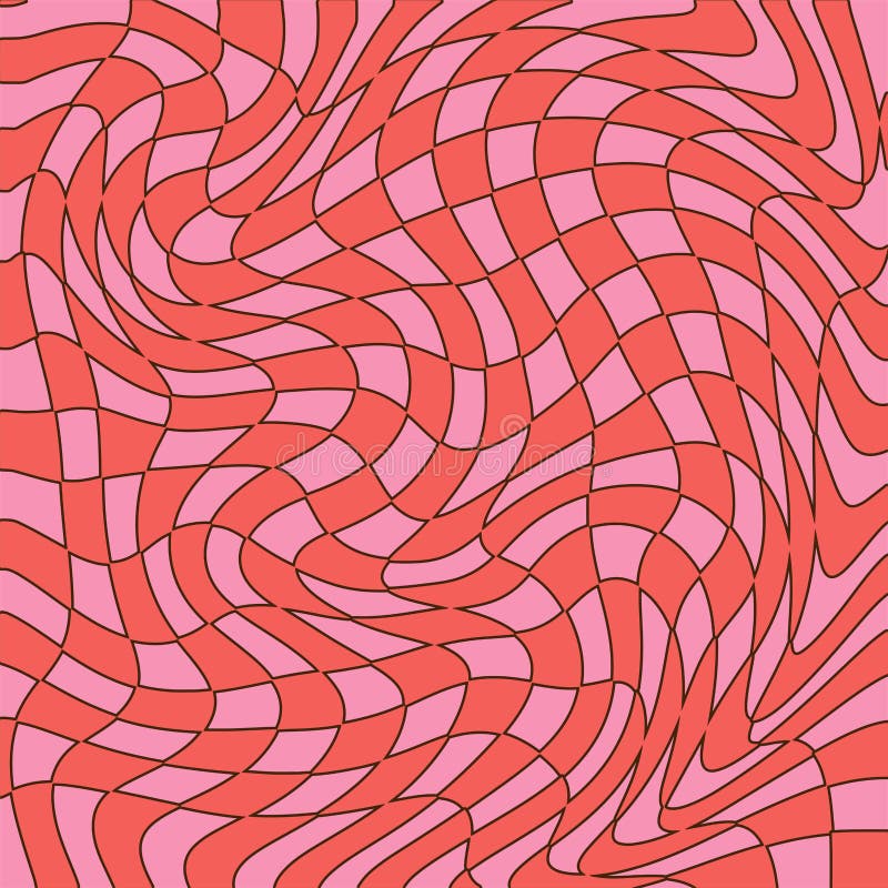 Checkered Background with Distorted Squares. Trippy Grid Retro ...