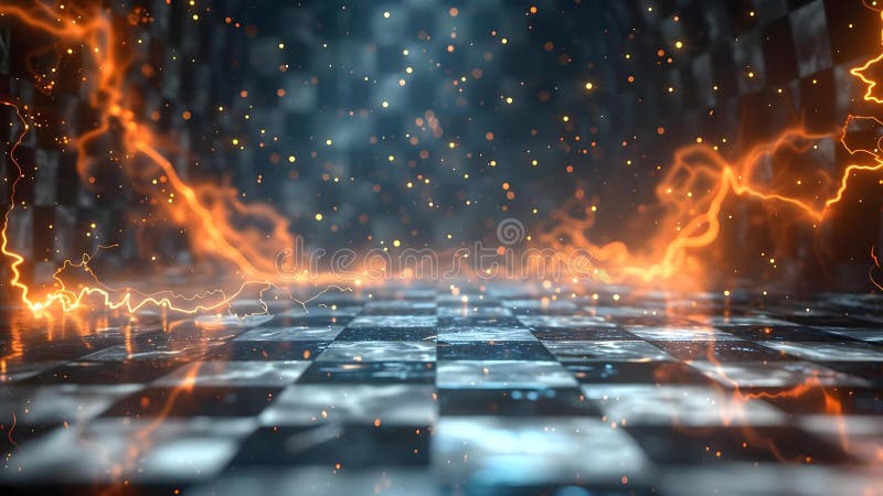 Checkered Background with Lightning Sparks Design Element for ...