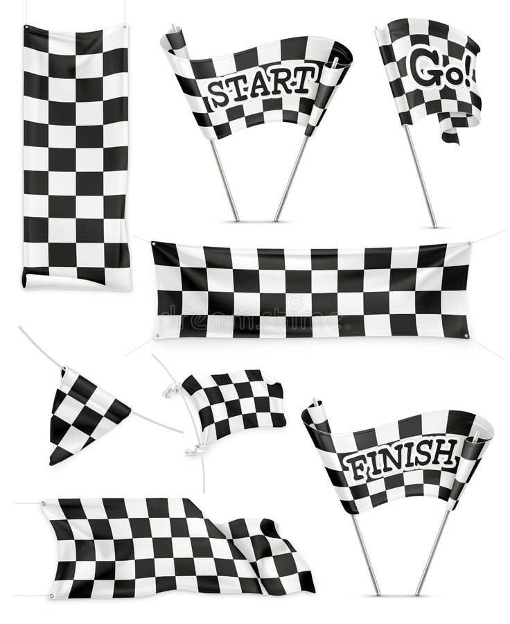 Checkered Banners and Flags Stock Vector - Illustration of auto, race ...