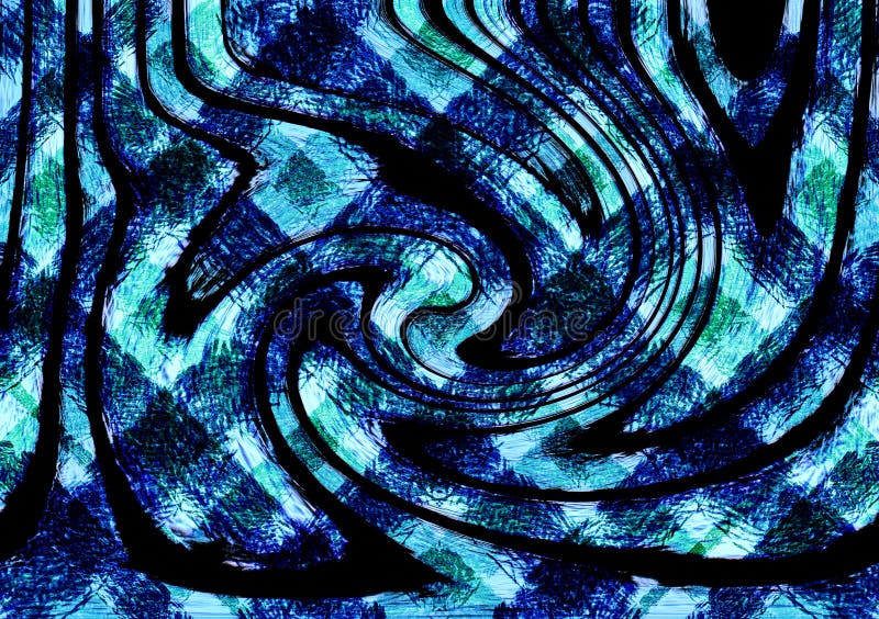 The Checkered Blue Surface Curves and Curls into a Wave Against a Black ...