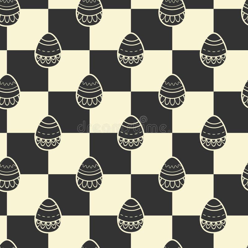 Checkered Board, Easter Holiday Decorative Egg Symbol Shape, Abstract Seamless Pattern. Cute ...