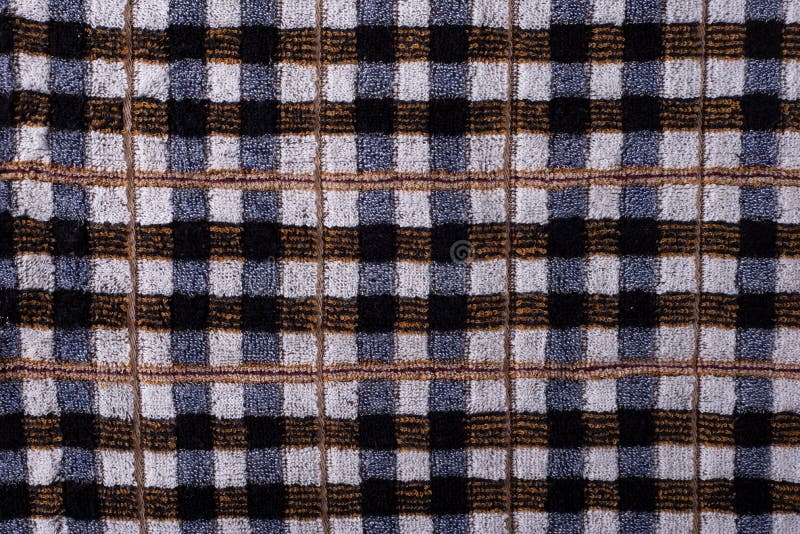 Checkered Brown Towel Texture Close-up, Top View, Wallpaper Stock Image ...